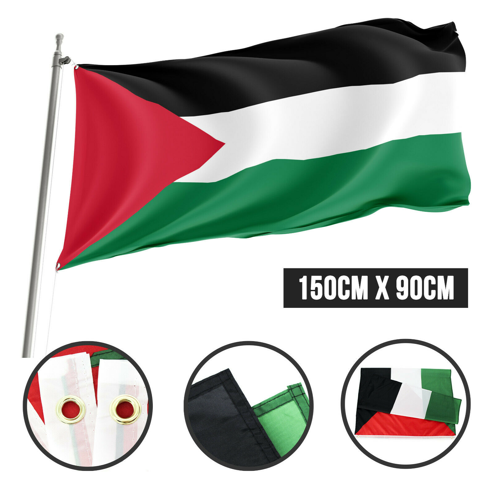 [Ready Stock] Palestine Flag Vivid Color and Fade Proof Canvas Header ...