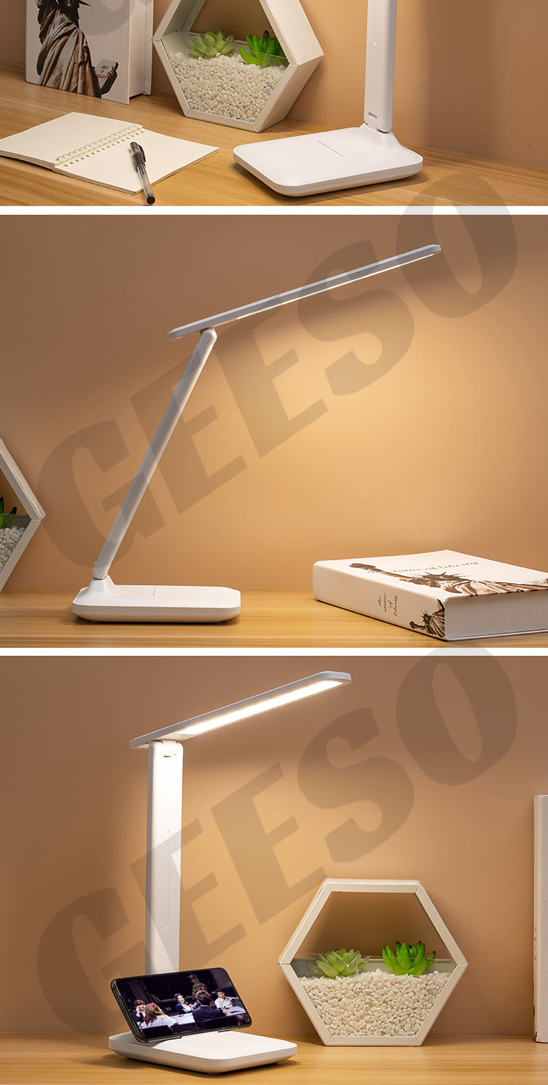 GEESO LED Touch Dimming Desk Lamp Study Lamp USB Eye Protection 3 ...