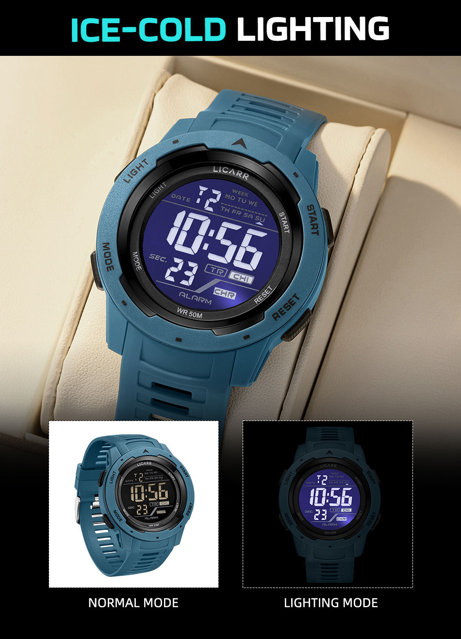 LICARR Brand Original Fashion Digital Watches Men's Waterproof Sport ...