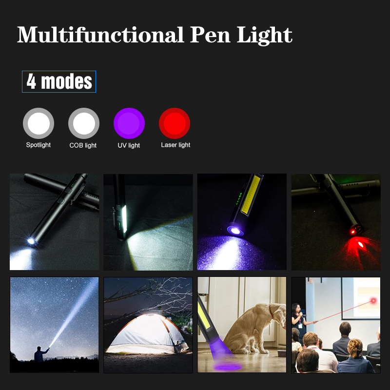 LED Flashlight Rechargeable Torch Light Super Bright Pen Light with ...