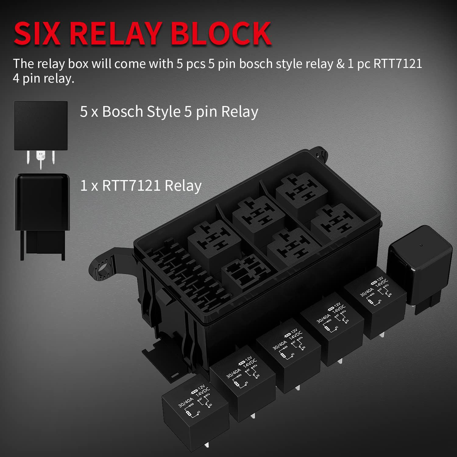 12V Relay Box 6 Slots Fuse Relay Block 6 Slots ATC/ATO Fuse and Relay ...