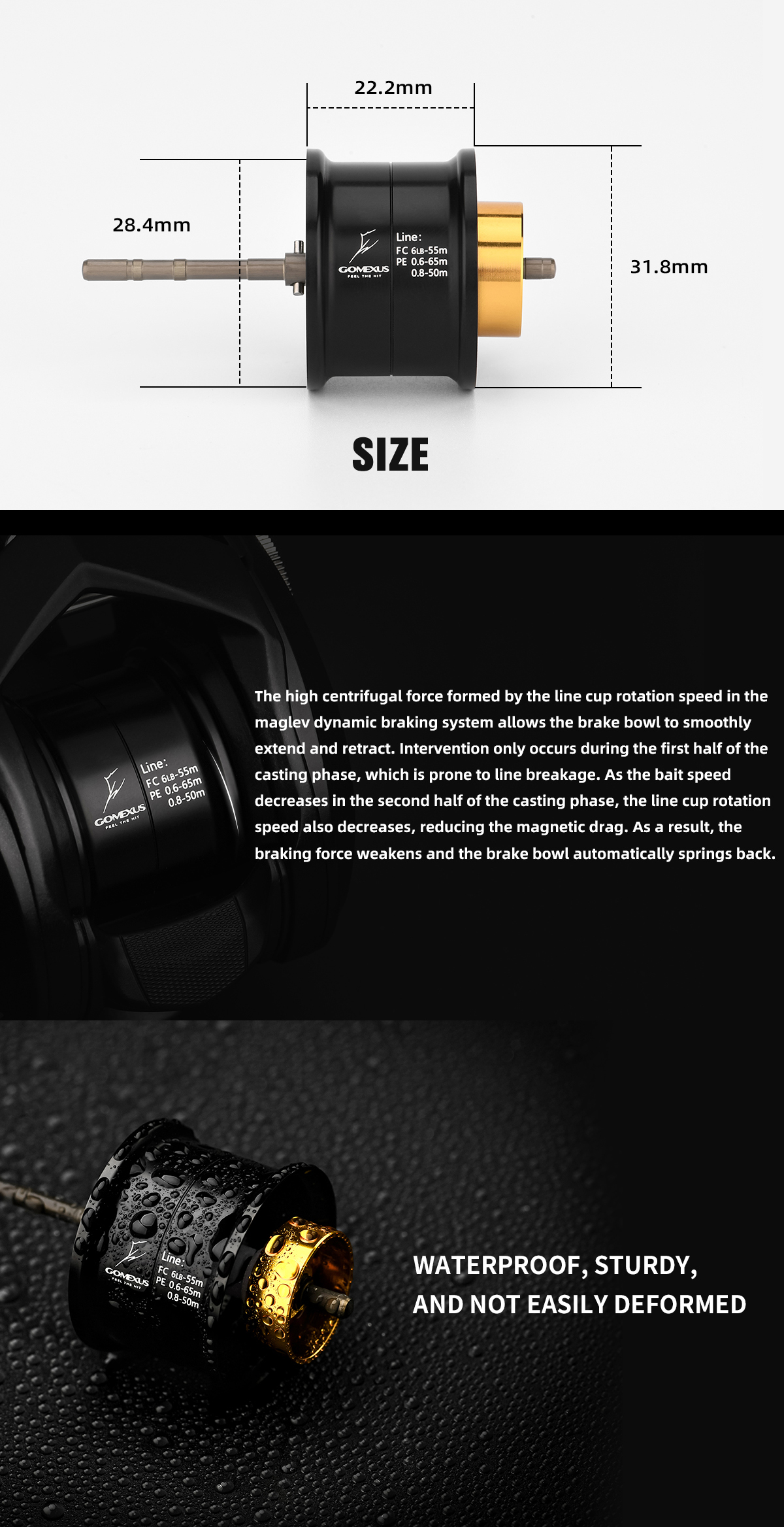 Gomexus Shallow Spool For Daiwa Tatula TW 80 Baitcasting Fishing Reel ...