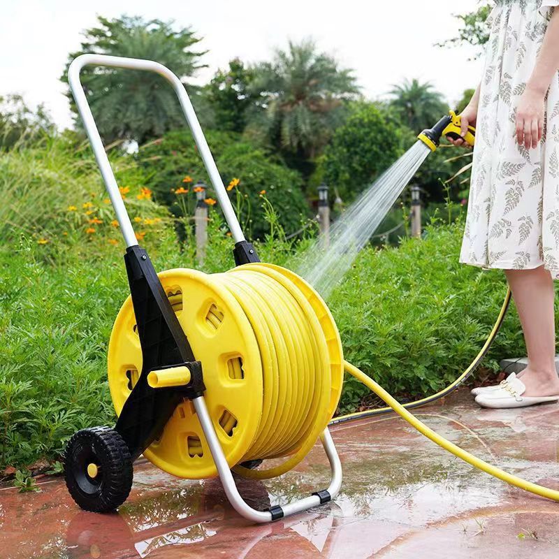 50m Garden Hose Pipe Reel Heavy Duty Hose Reel Set Trolley Type ...