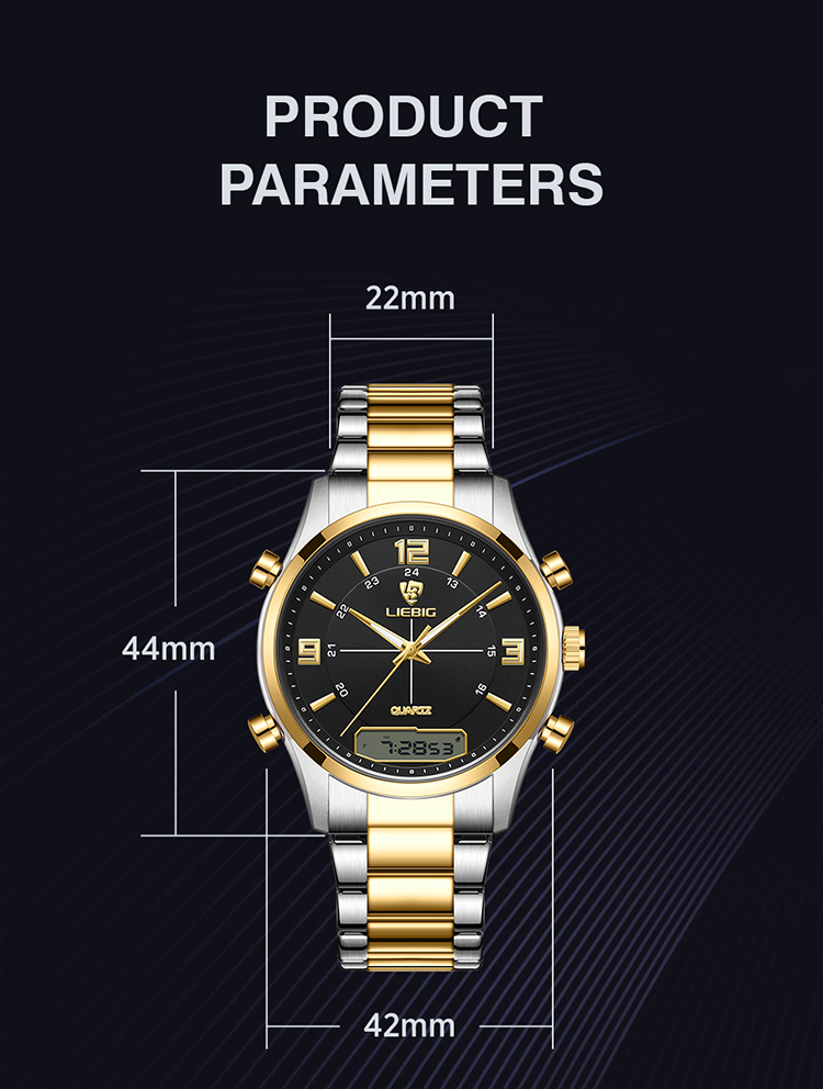 SKMEI X LIEBIG Watch for Men Business Dual Display Digital Waterproof ...