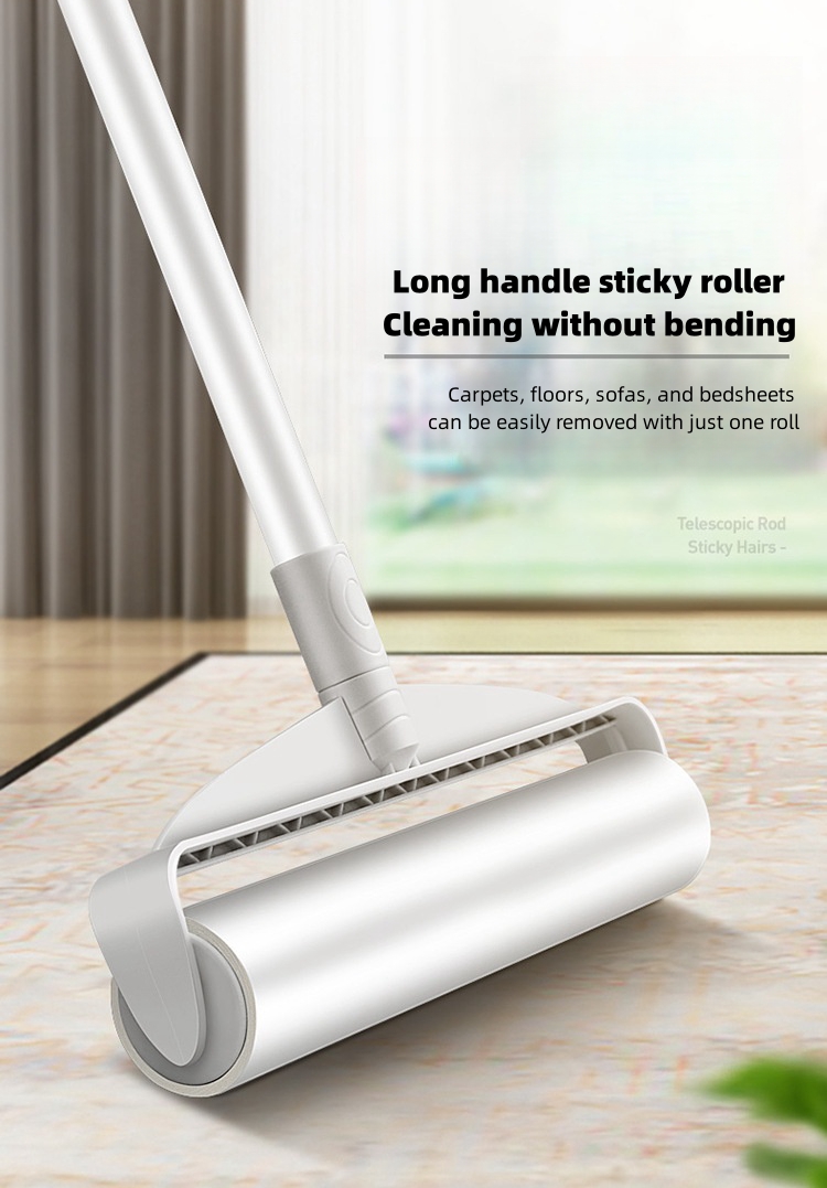 Long Handle Lint Roller Sticky Roller Pet Hair Dust Removal Roller ...