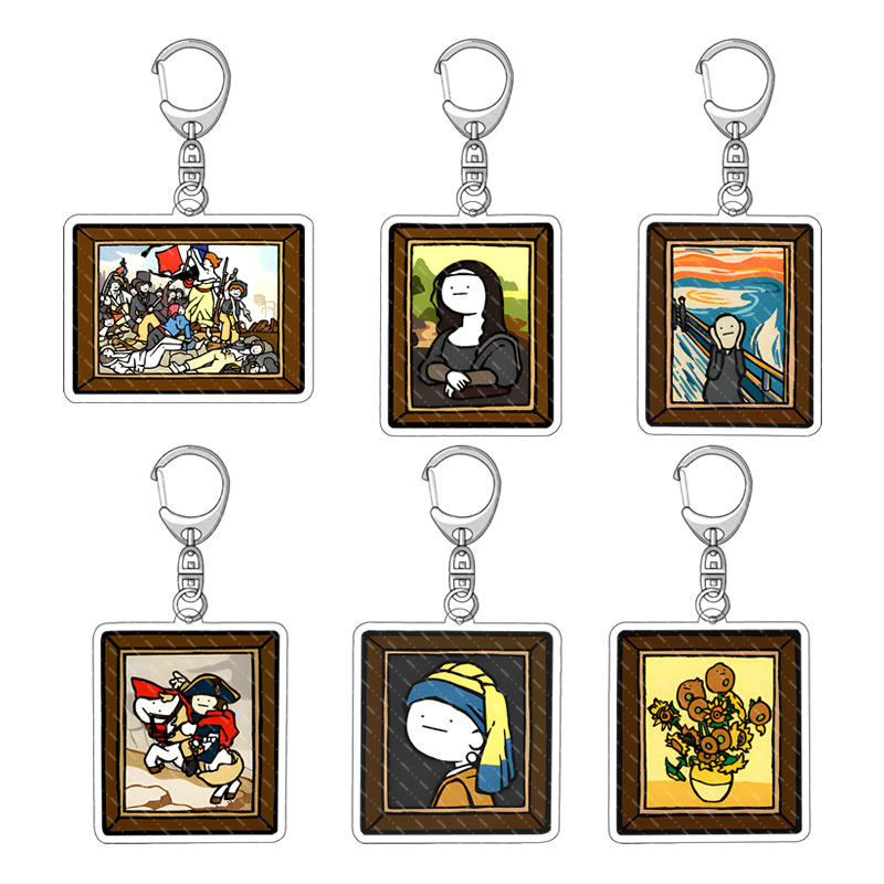 World Famous Paintings Keychain The Mona Lisa Keyring Figures Pendant ...