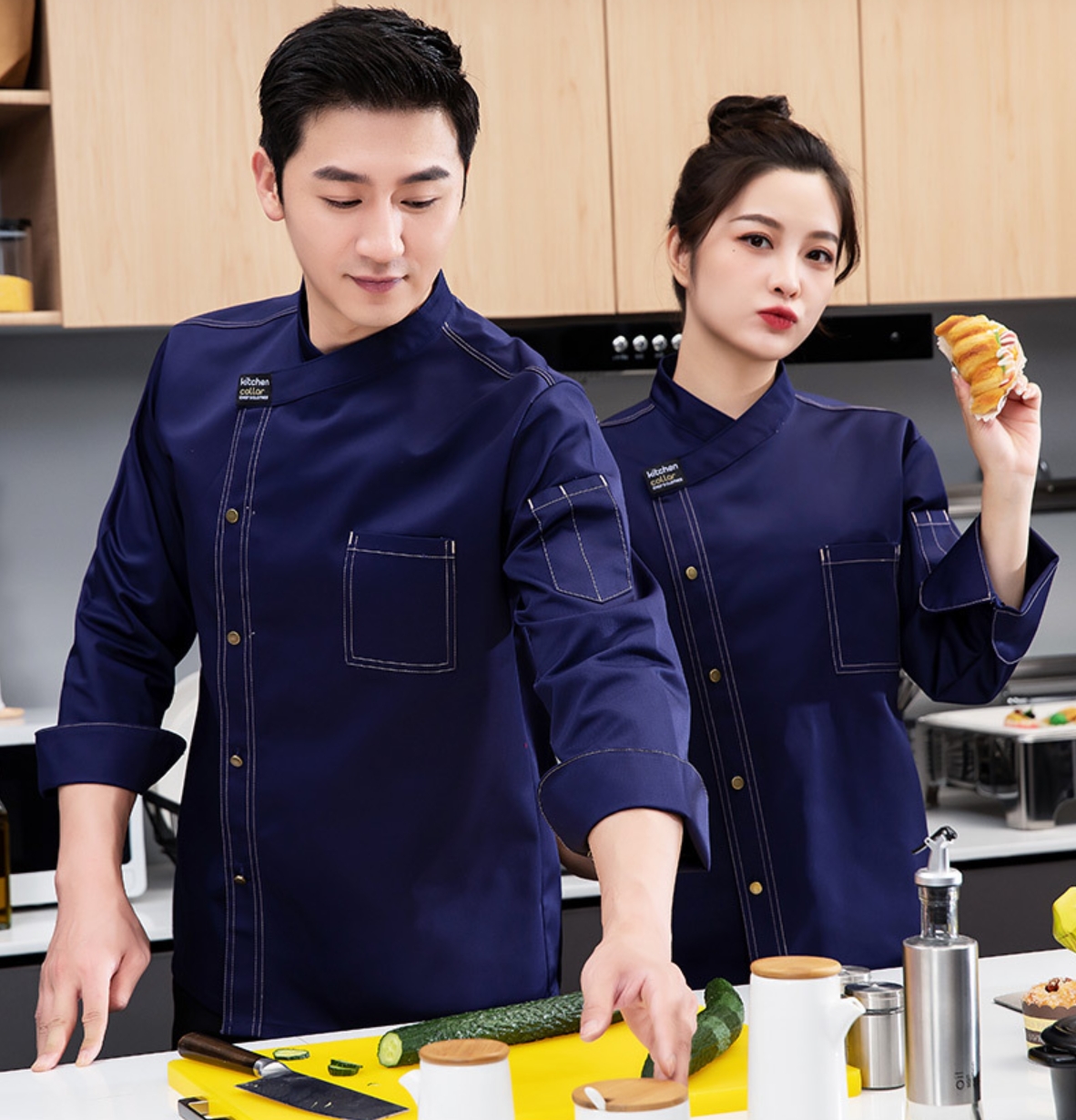 Chef uniform, long sleeved, unisex uniform, kitchen back kitchen ...