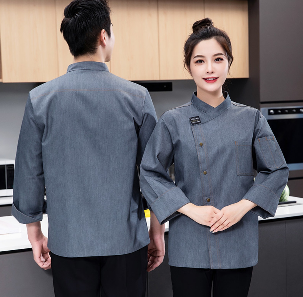 Chef uniform, long sleeved, unisex uniform, kitchen back kitchen ...