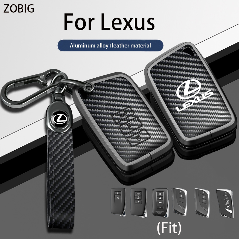 ZOBIG Carbon fiber Key Shell Fob Cover Car Key Case for Lexus with Gold ...