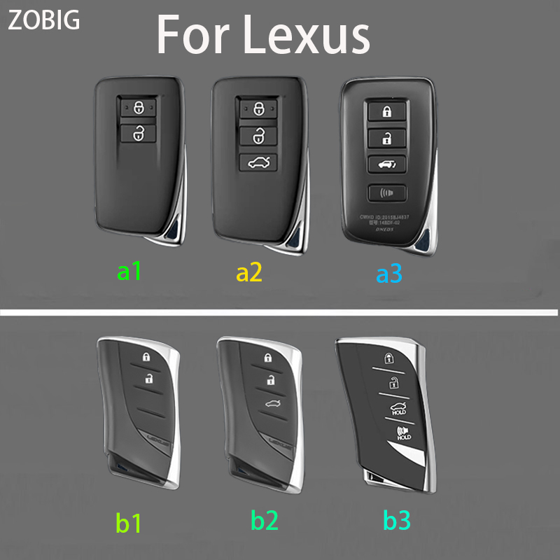 ZOBIG Carbon fiber Key Shell Fob Cover Car Key Case for Lexus with Gold ...