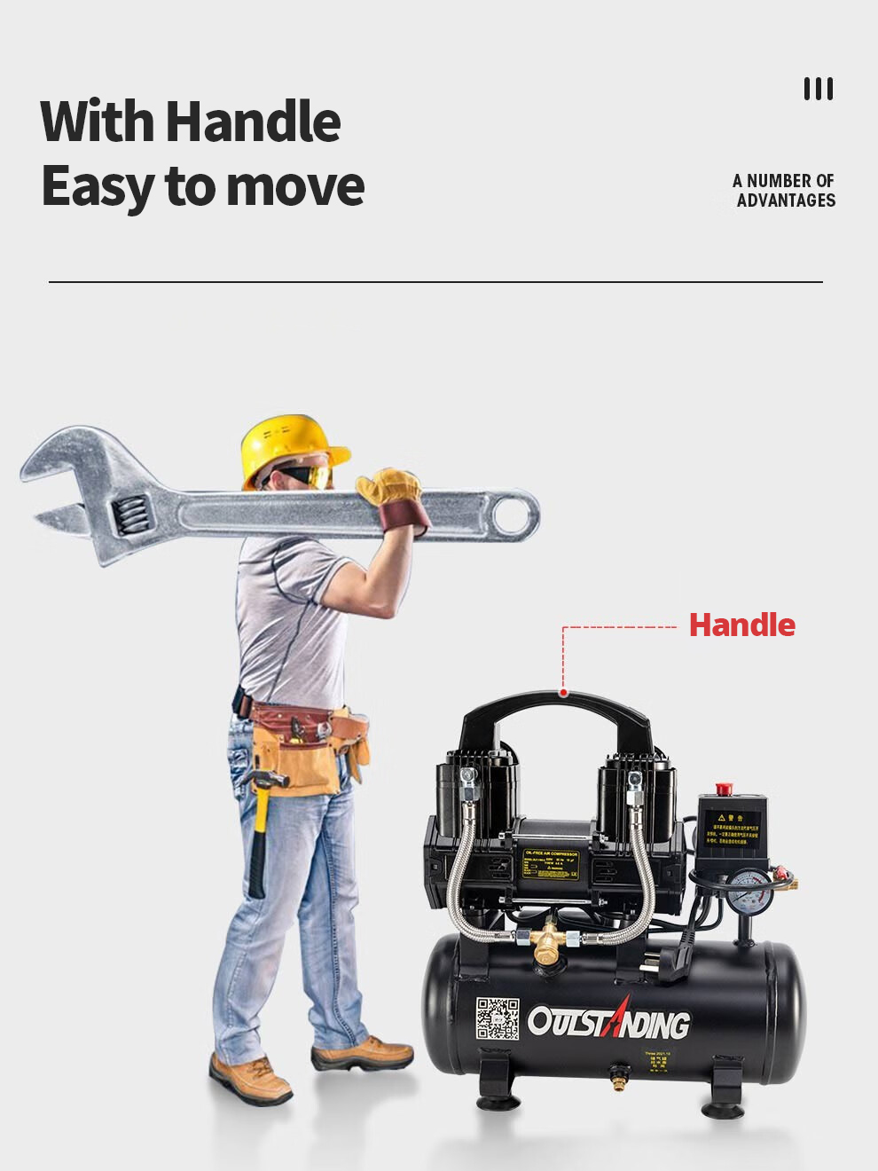 ZONESUN ZS-AC08L Small Portable Oil-free Silent Air Compressor ...