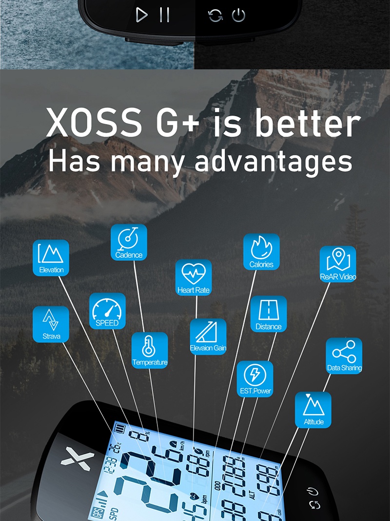 XOSS G2 G2+ Plus GPS Bike Computer Wireless Cycling Speedometer Road ...