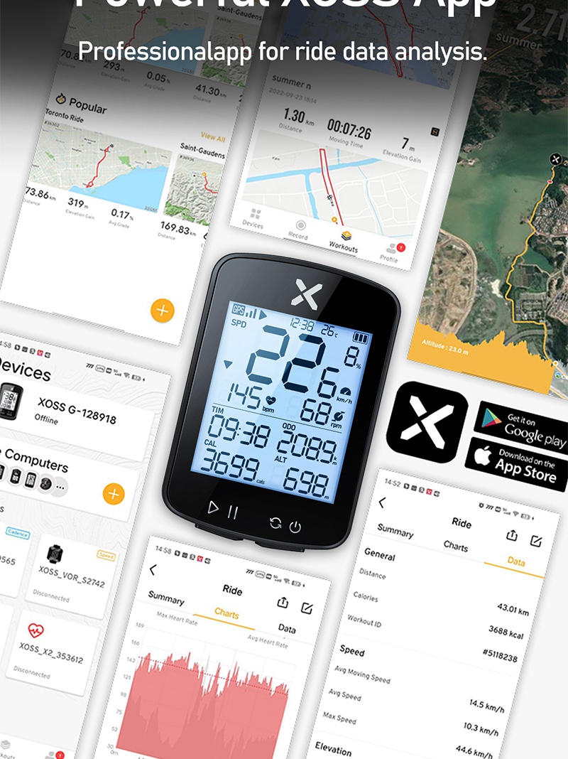 XOSS G2 G2+ Plus GPS Bike Computer Wireless Cycling Speedometer Road ...