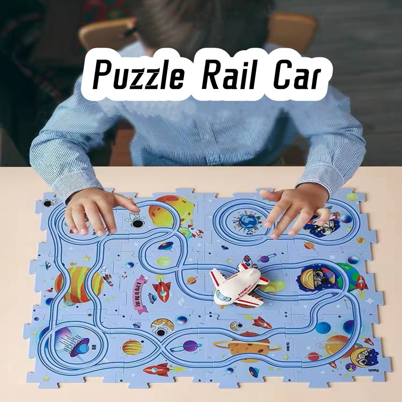 Puzzle DIY puzzle track car toy space electric car 3-6 year old toy ...