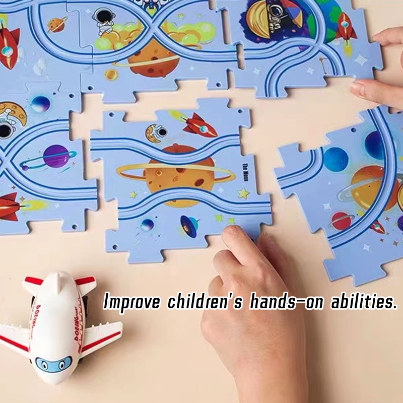 Puzzle DIY puzzle track car toy space electric car 3-6 year old toy ...