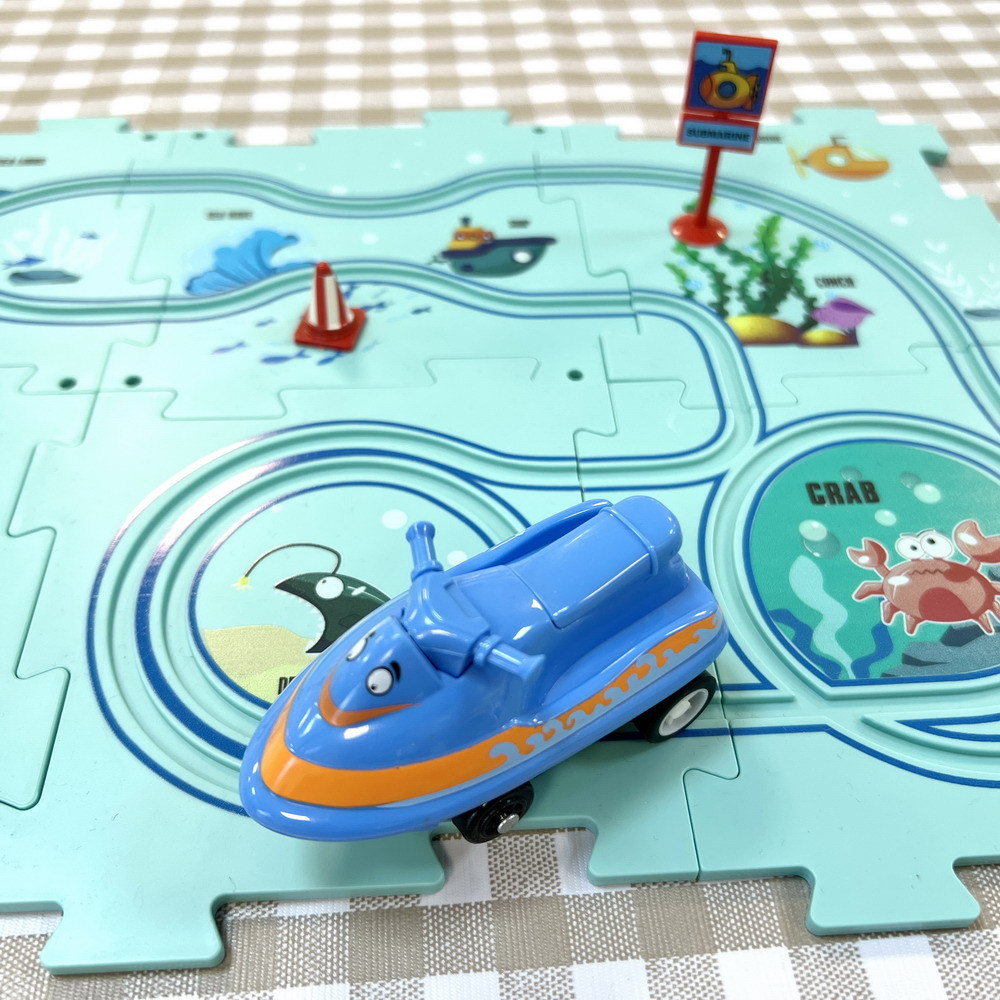 Children's puzzle toys DIY puzzle track electric car toys ...
