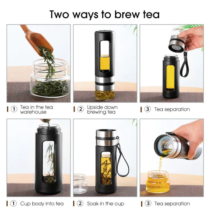 【Malaysia Spot Sale】300ML Tea-water Separation Tea Cup Portable ...