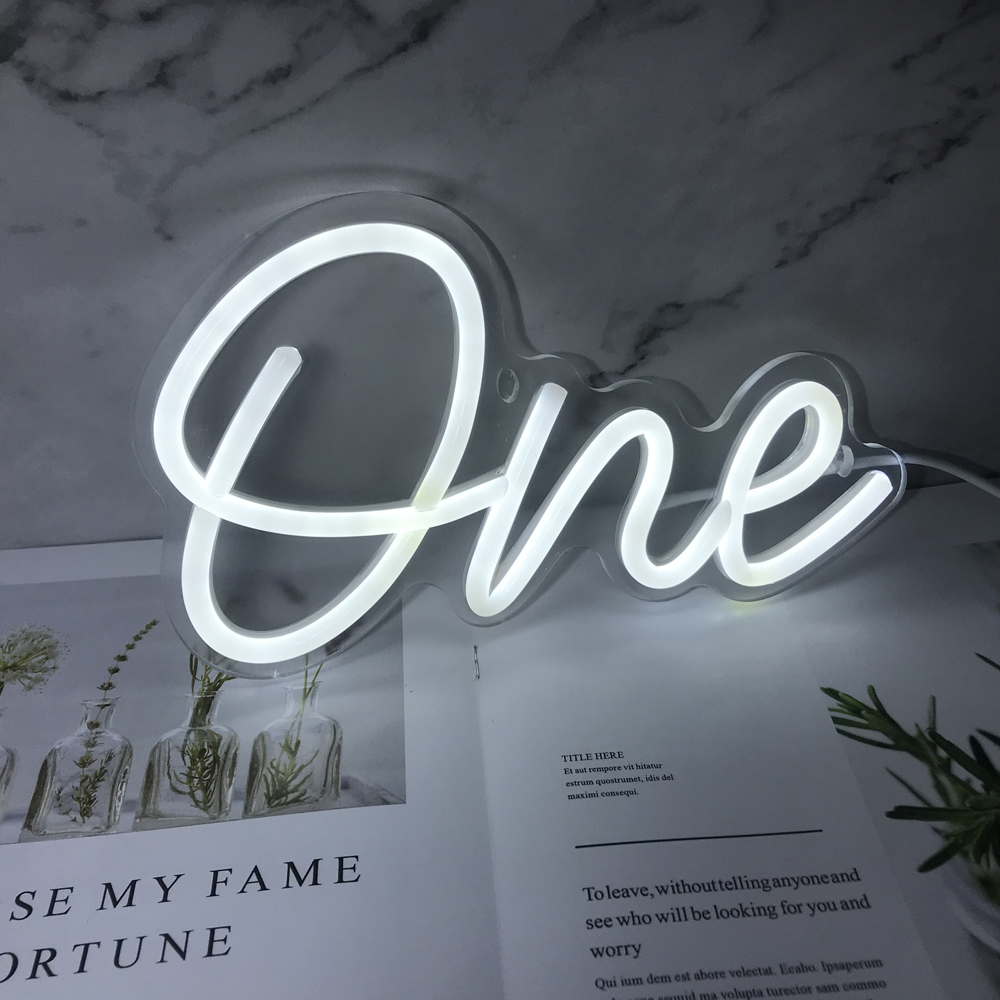 One Neon Sign Neon Light letter Led Neon Signs One Years Old Number ...