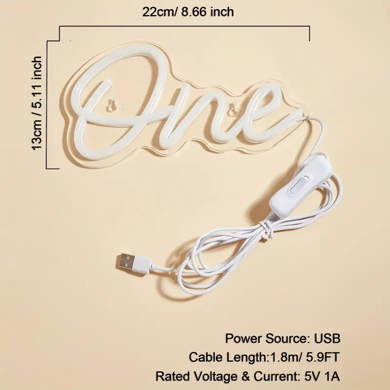 One Neon Sign Neon Light letter Led Neon Signs One Years Old Number ...