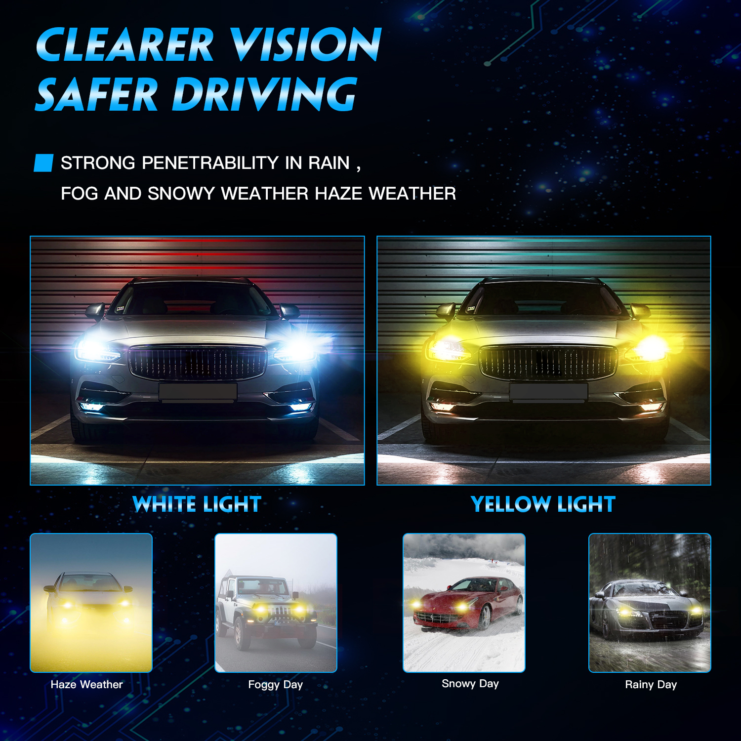 Novsight new N73T three-color LED car lights H11 3000K 4300K 6500K ...