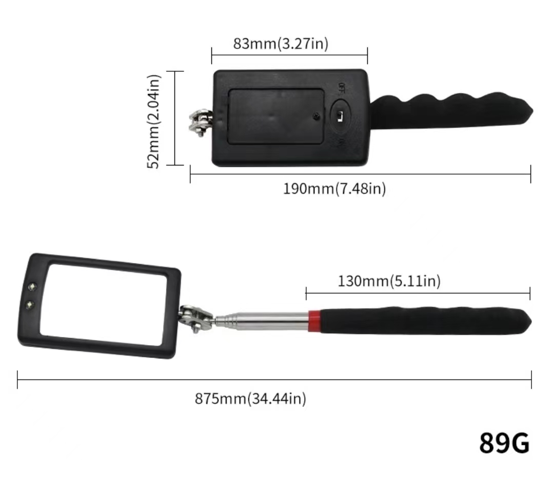 Chassis reflector 360° rotating maintenance inspection mirror with LED ...