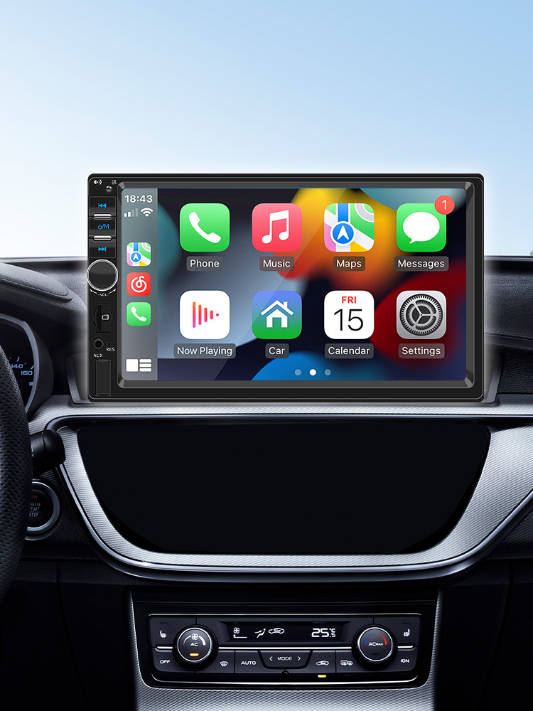 Central Multimedia Carplay Android Auto 1 Din 7 Inches MP5 Bluetooth USB/AUX/TF Mirrorlink With ...