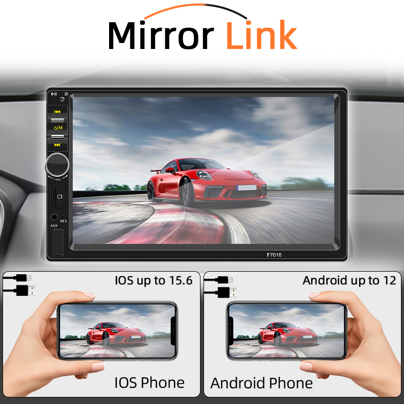 Central Multimedia Carplay Android Auto 1 Din 7 Inches MP5 Bluetooth USB/AUX/TF Mirrorlink With ...