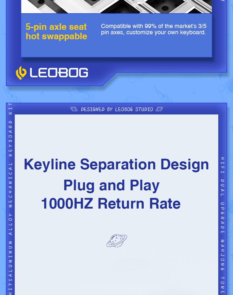 AULA LEOBOG Hi75 Customized Keyboard 81 Keys Hot Swap Type-C Wired RGB ...