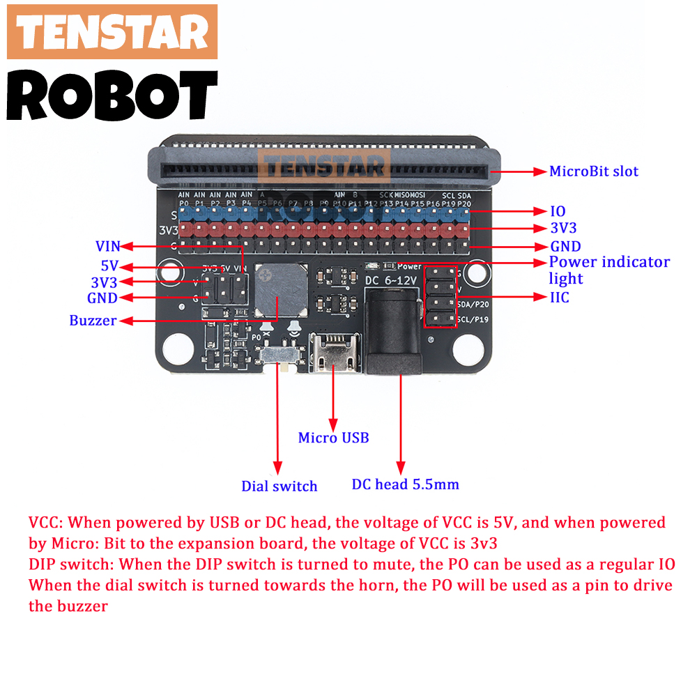 Microbit expansion board to 5V power supply IO: bit improvement board ...