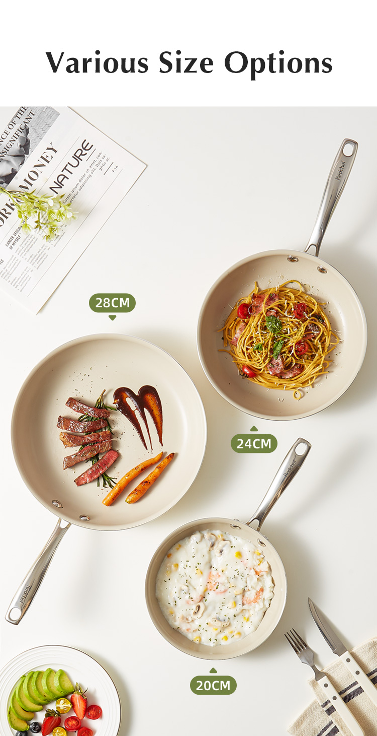 Redchef Nonstick Ceramic Rock Pan Non Toxic, PFAS& PTFE& PFOA Free ...