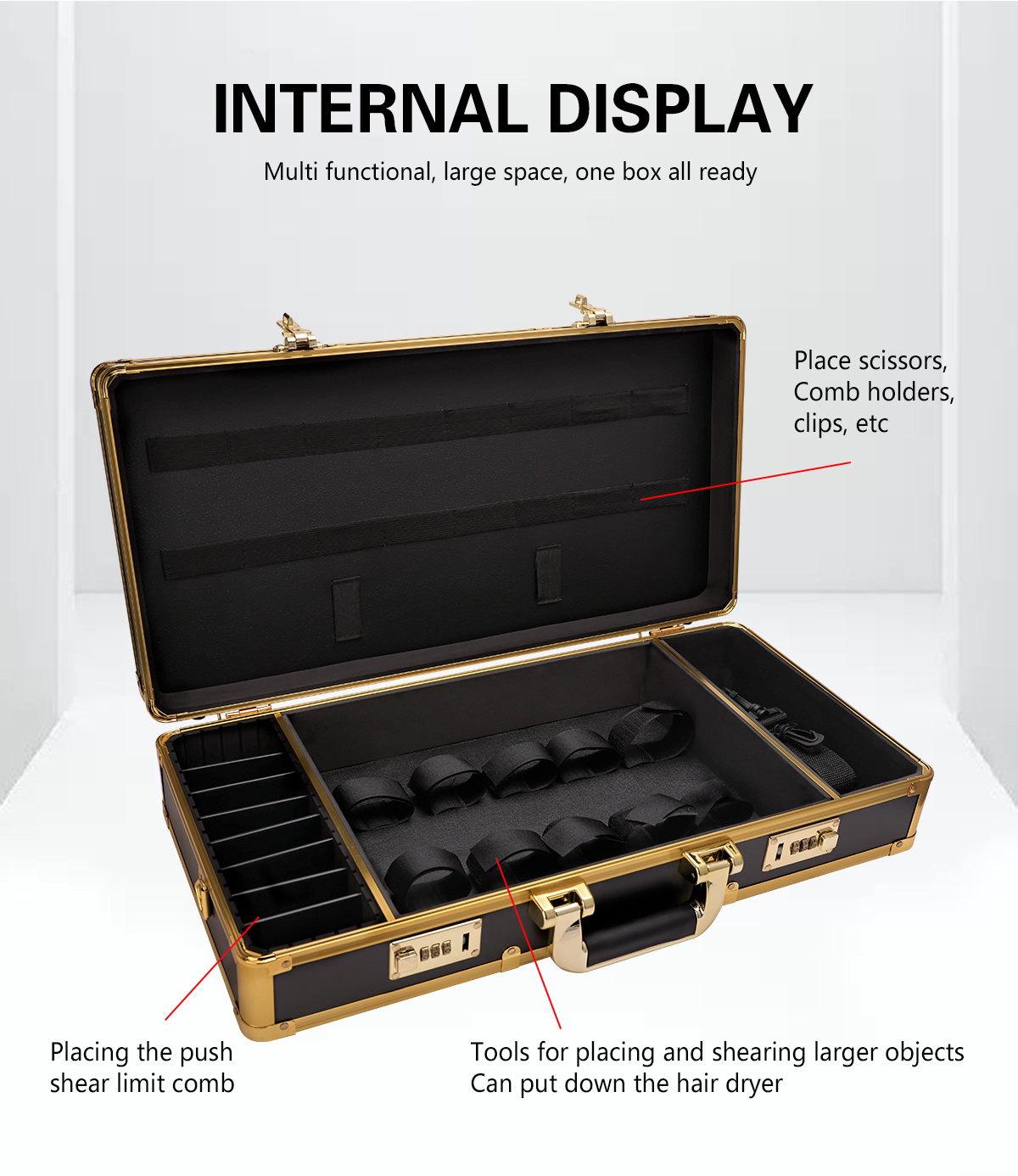 Spot# Salon Hairdressing Professional Gold Aluminum Barbering Tool Box ...