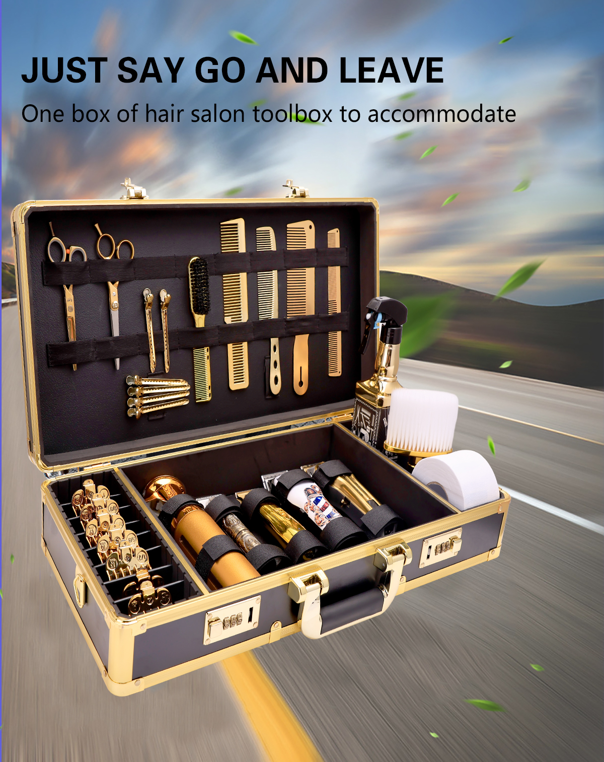 Spot# Salon Hairdressing Professional Gold Aluminum Barbering Tool Box ...