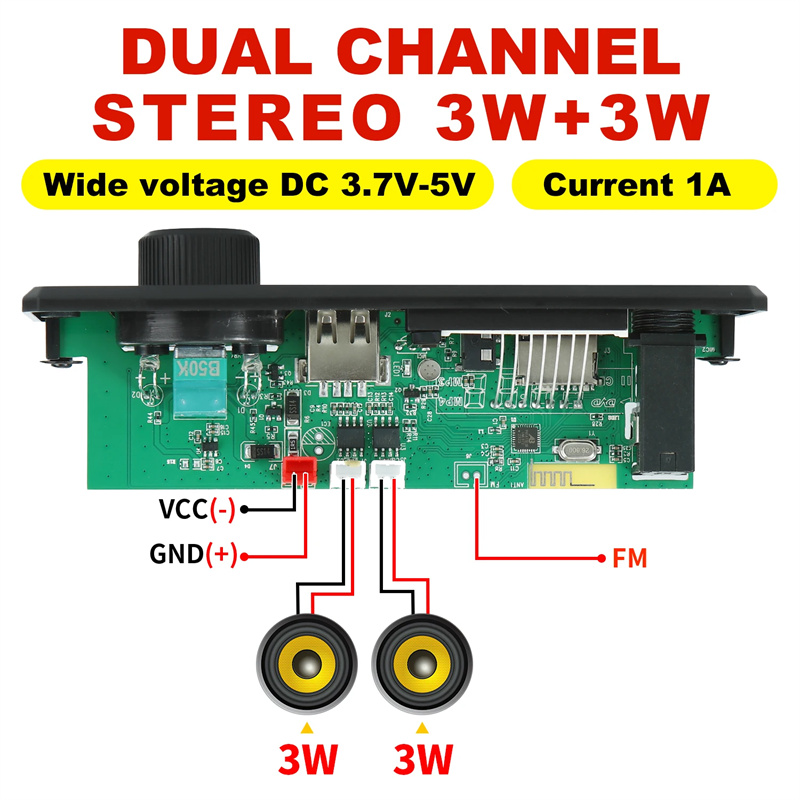 2*3W Amplifier DIY MP3 Decoder Board DC 5V Bluetooth Music Player Car ...