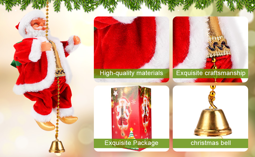 Climbing Rope Santa with Christmas Music Electric Climbing Ladder Doll ...