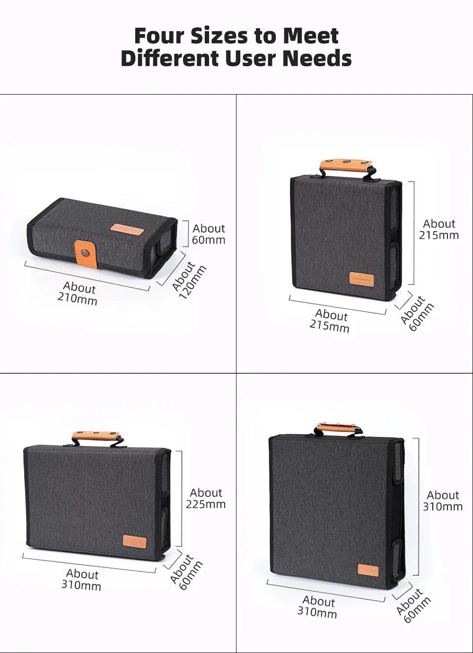 4 Sizes Fabric Versatile Digital Storage Bag Removable Compartments Box ...