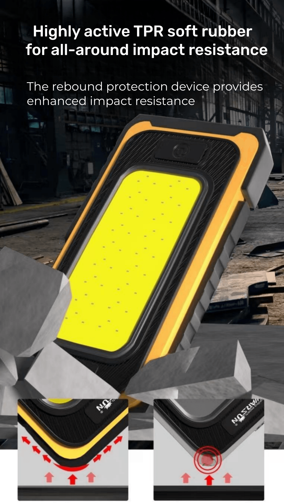 WARSUN Y40 Led Work Light 1500 Lumens Rechargeable Flashlight for ...