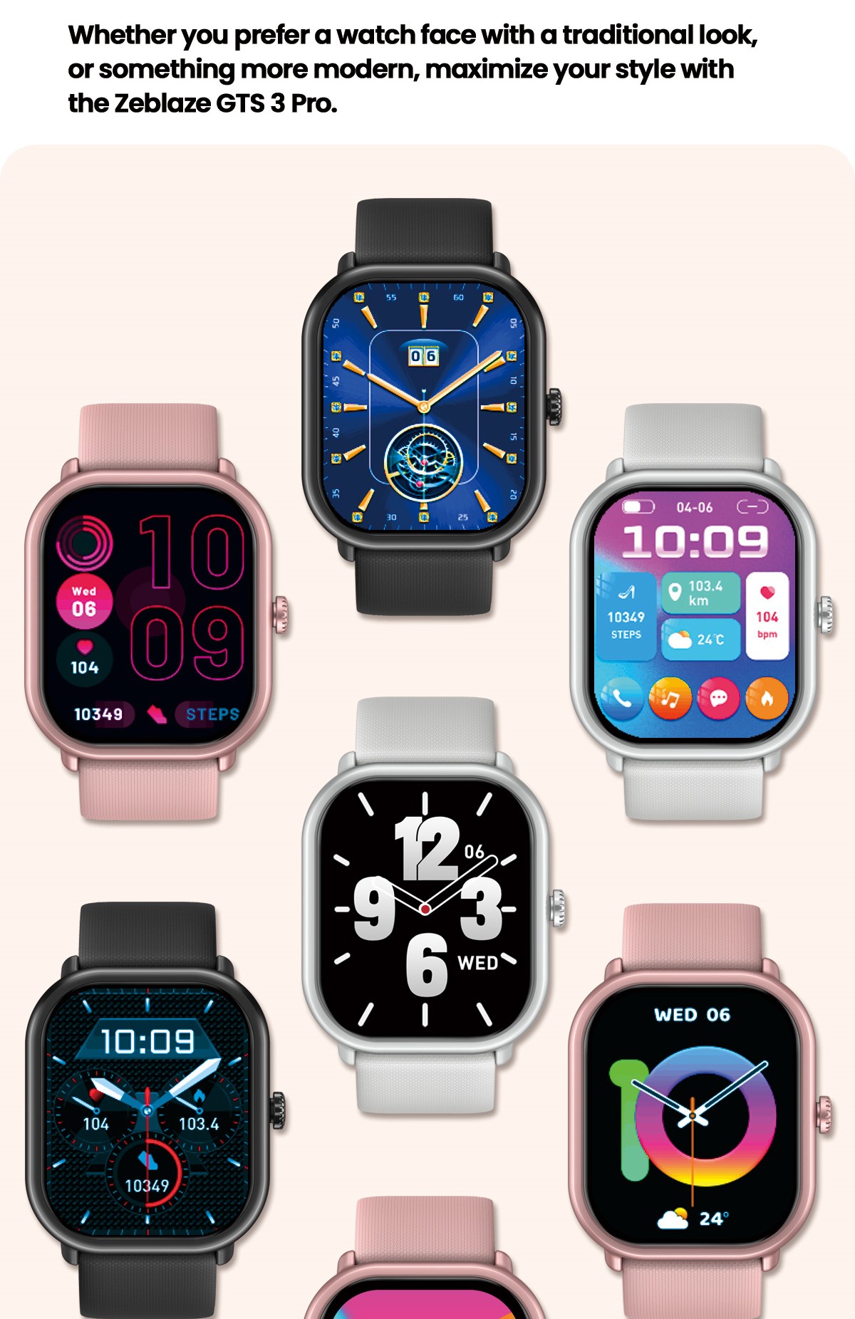 New Zeblaze GTS 3 Pro Smart Watch Ultra-big HD AMOLED Screen HiFi ...