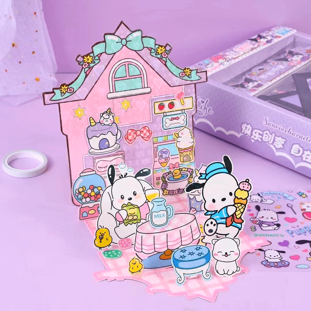 Sanrio Castle Three-Dimensional Landscaping Quiet Book, Kumi Stickers ...