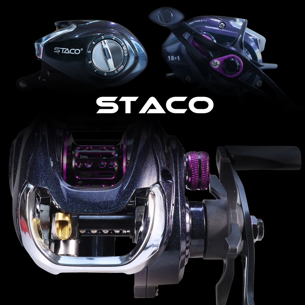 STACO Baitcasting Rod Magnetic&Centrifugal Brake 7.3:1 High Speed ...