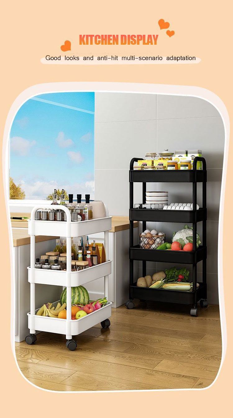 With Plastic Wheel 3 Tier Multifunction Storage Trolley Rack Office ...