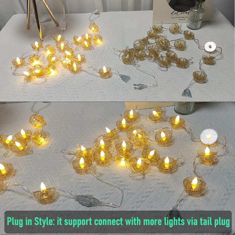 2024 Diwali Diya Lamp Lights 3 Meters 20 LED Plug in / Battery Power ...