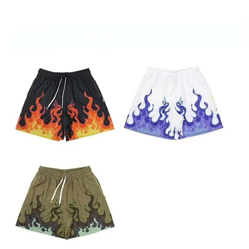 Thin Style Flame Printed Mesh Shorts Breathable Drifit Shorts For Men ...