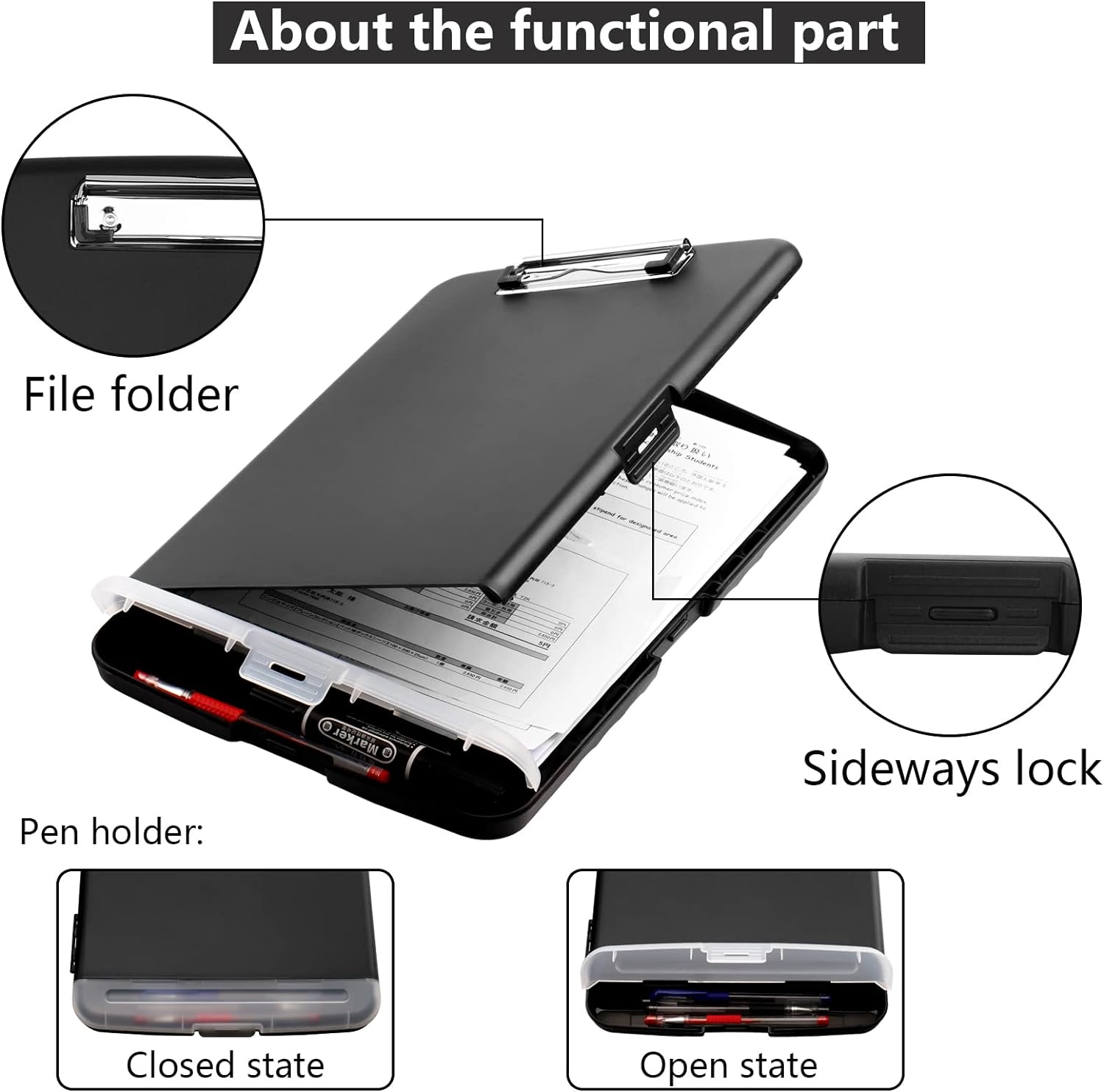 Clipboards A4 Clip File Binder Storage Nursing Clipboard Plastic Side ...