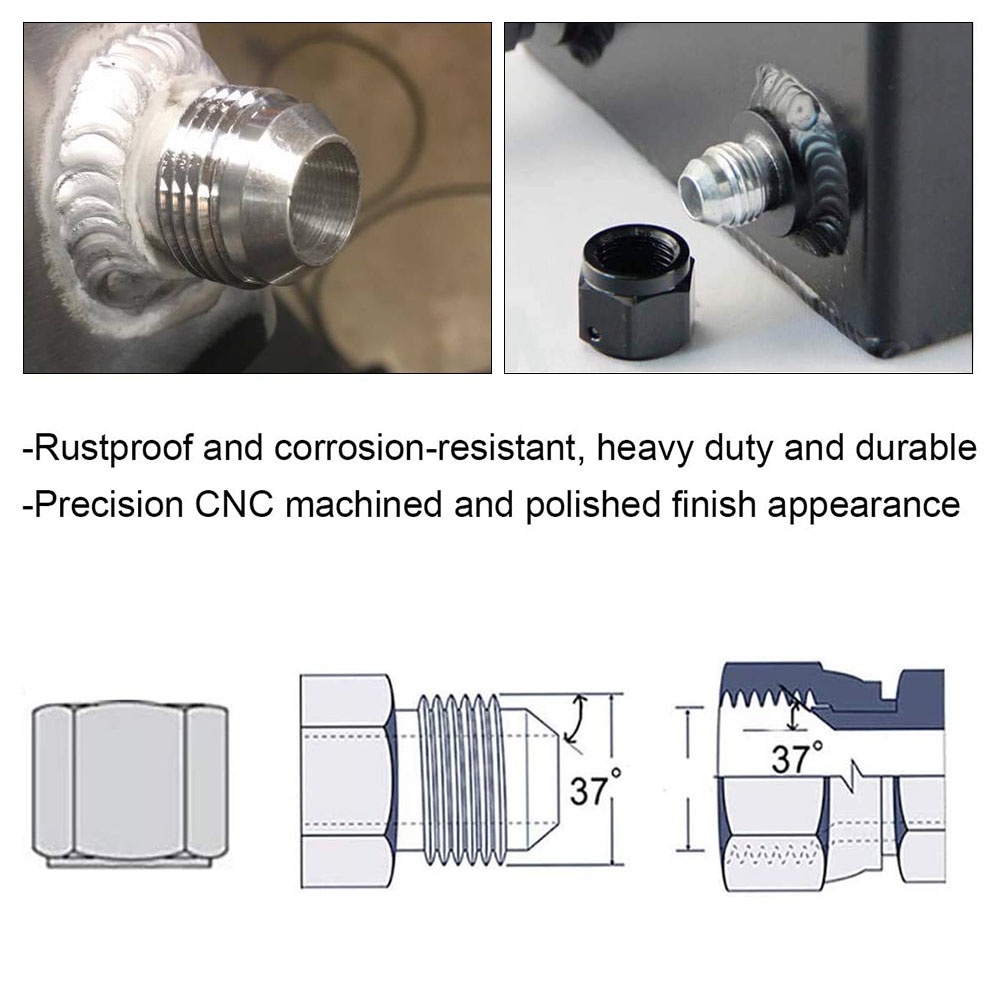 AN3 AN4 AN6 AN8 AN10 AN12 AN16 AN20 Aluminum Weld On Fitting Bung Nut ...