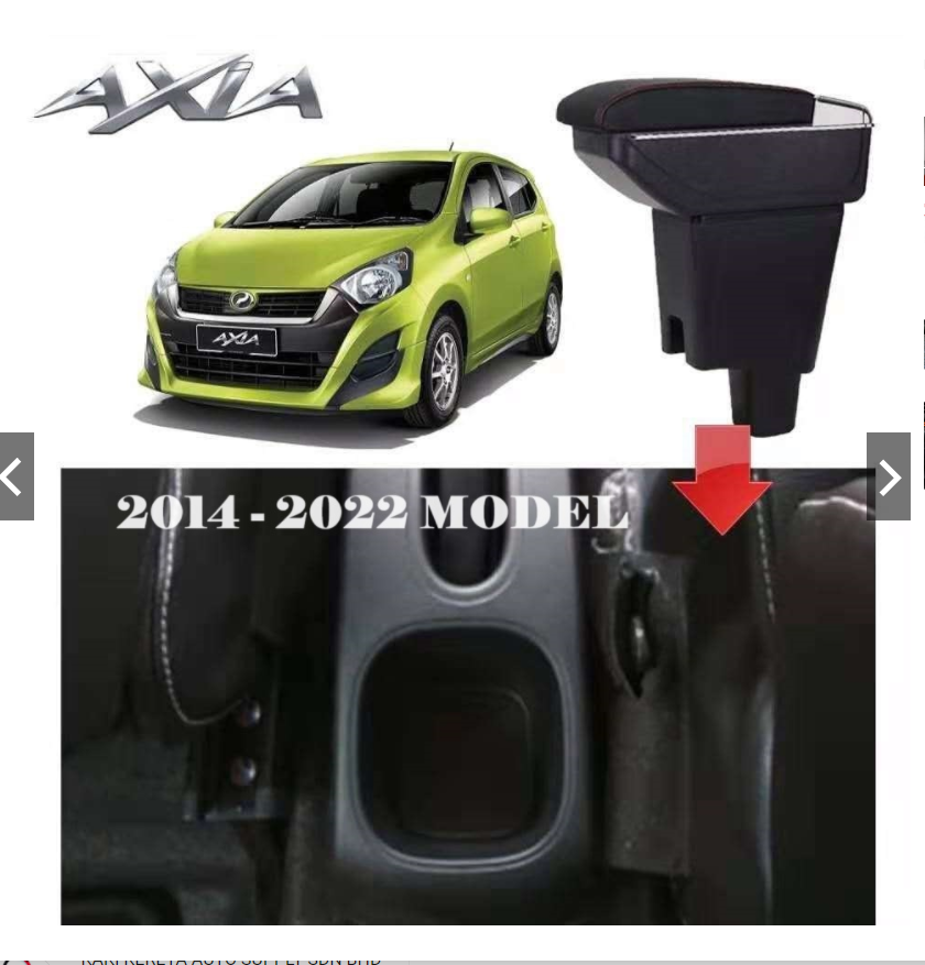 Perodua Axia Arm Rest Car Armrest USB Port Console Organizer Storage ...