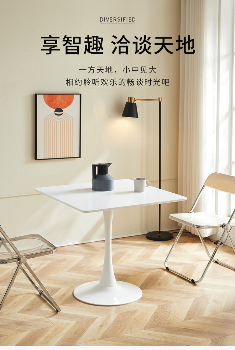 White Square Dining Table Small Apartment Dining Table Milk Tea Shop ...