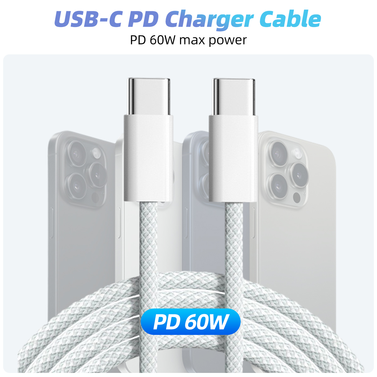 Ankndo PD 60W USB C Fast Charger Cable For i/Phone 15 Pro Max 15 Pro 15 ...
