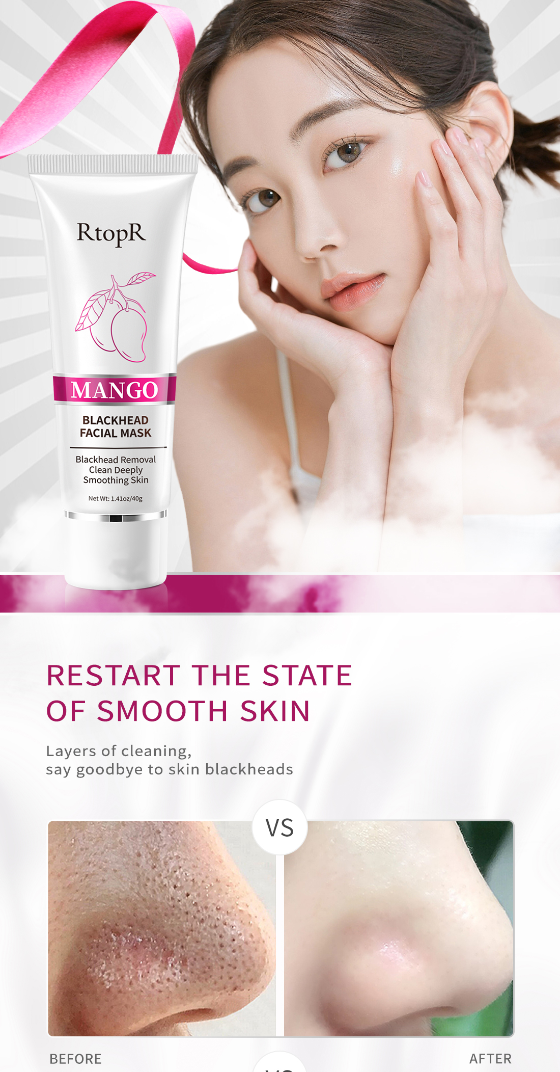 RtopR Mango Blackhead Removal Facial Mask Acne Treatment Oil-control ...