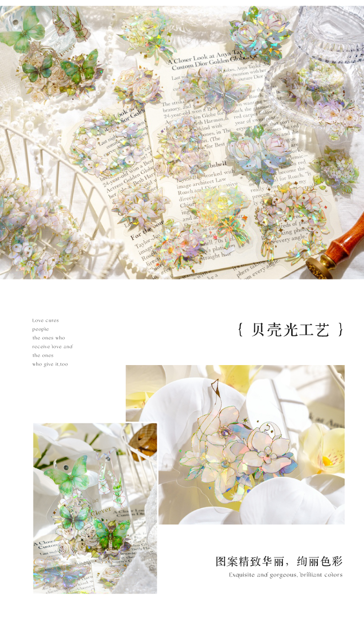 Mr. Paper 20 sheets/bag Waterproof PET sticker Rose magritte ...