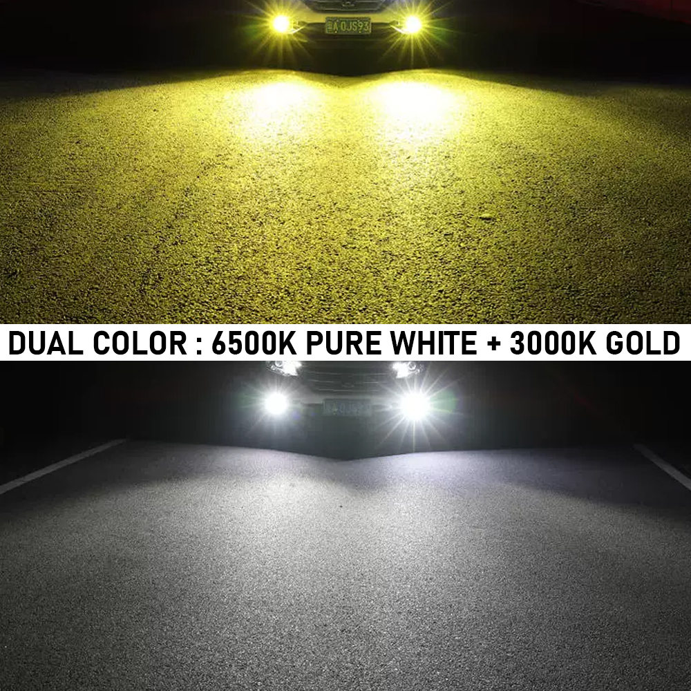 TUFFOO Dual Color Car LED Fog Light Bulb H11 H8 H9 H16(JP) 9005 HB3 ...